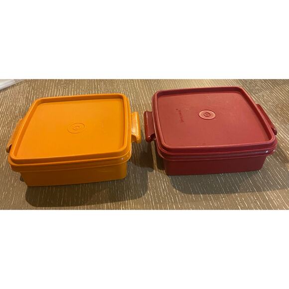 Tupperware | Kitchen | Vtg Tupperware Set Of 2 Harvest Color Squared ...